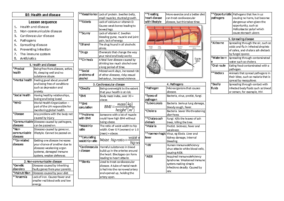 KO B5 Health and disease - B5: Health and disease Lesson sequence 1 ...