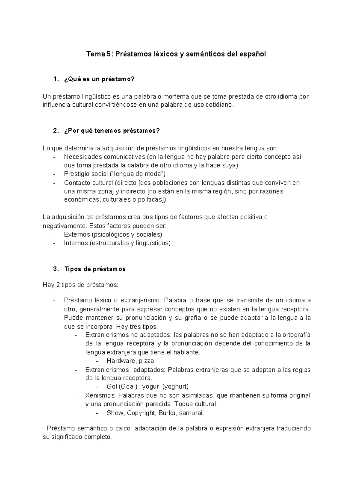 3a presentación - los préstamos - Tema 5: Préstamos léxicos y ...