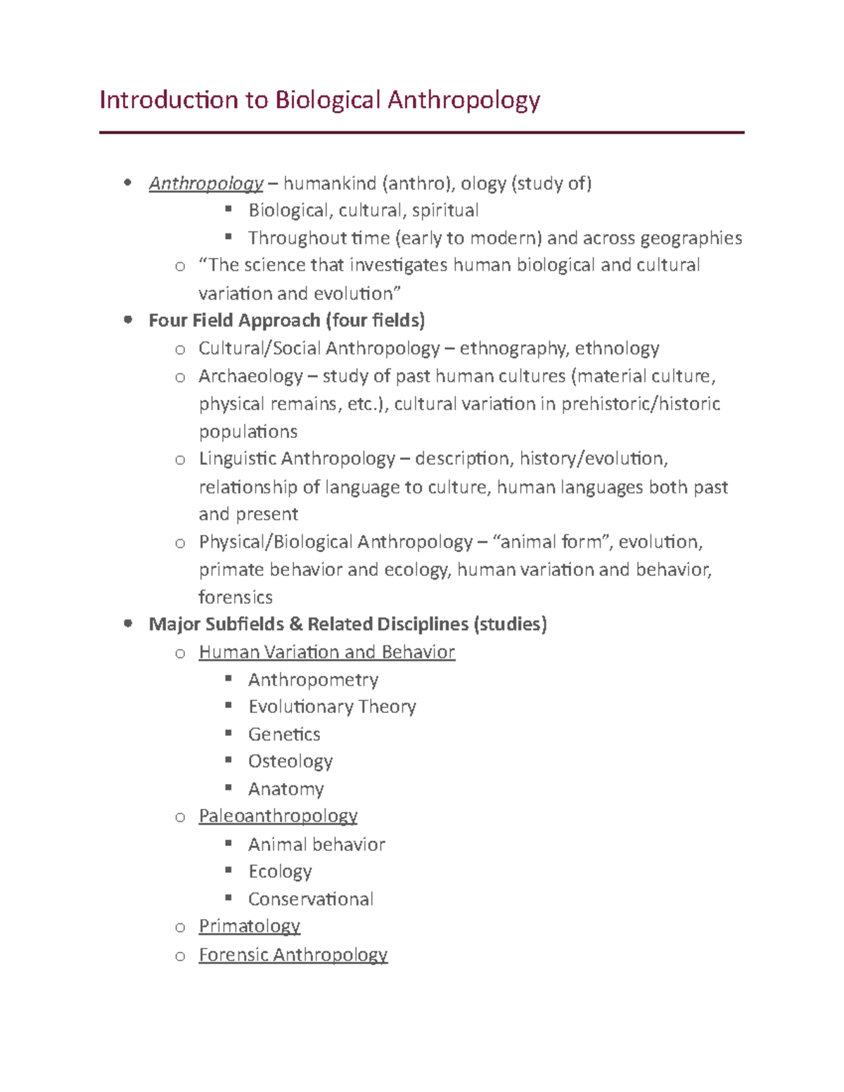 Introduction to Biological Anthropology - ), cultural variation in ...
