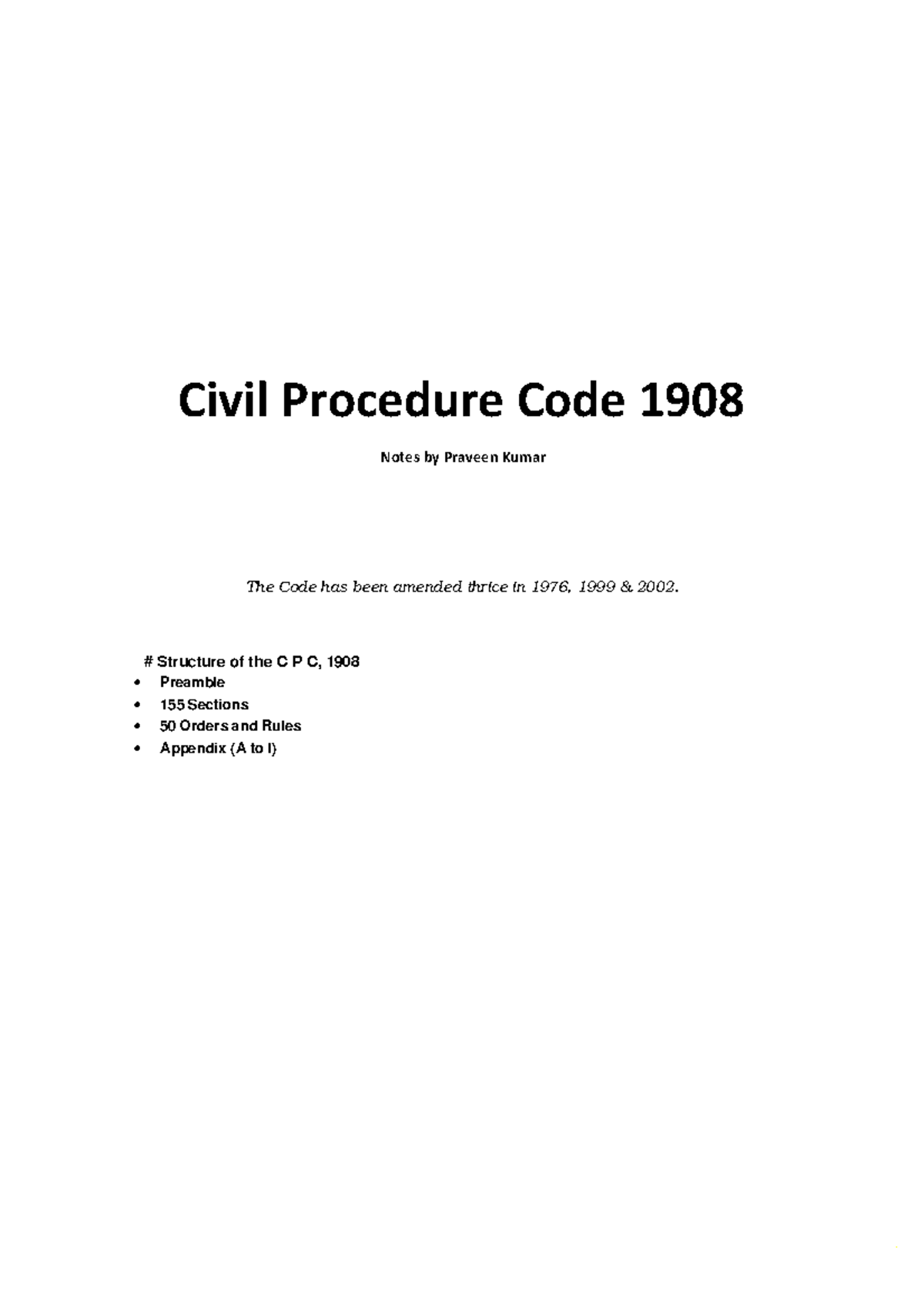 Civil procedure code notes based on previous year question papers