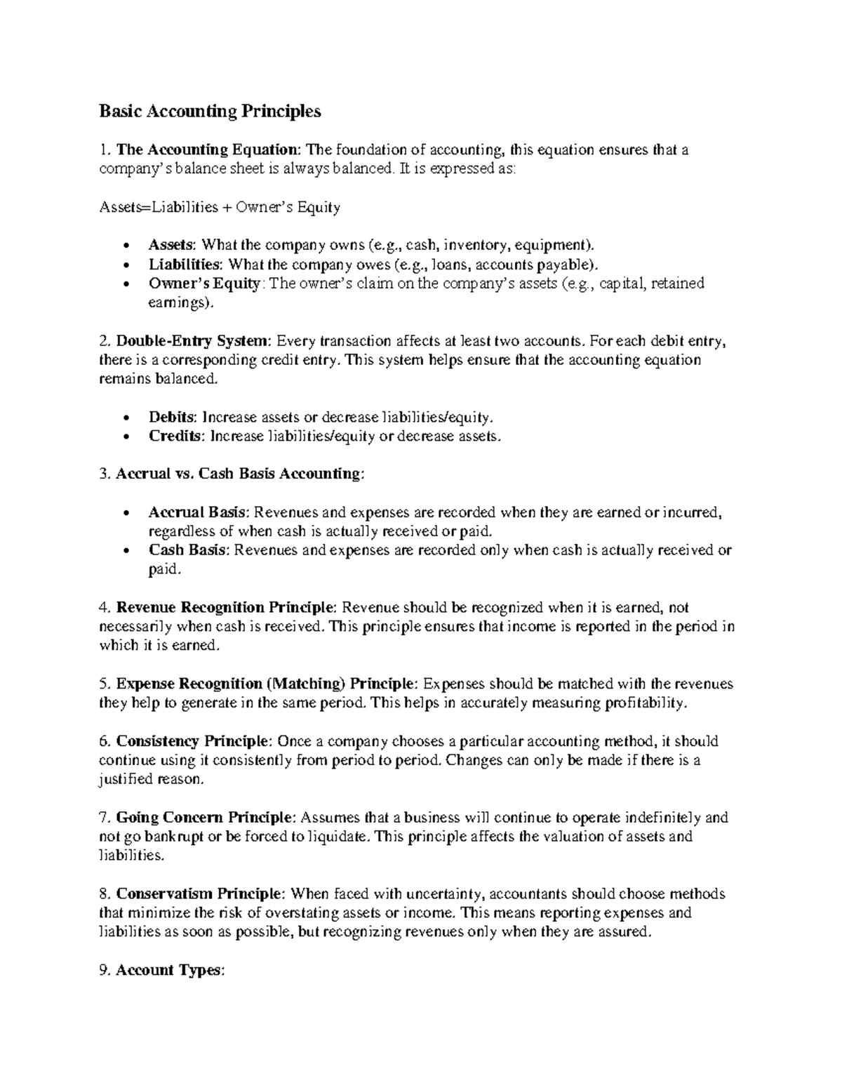 Basic Accounting Principles - It is expressed as: Assets=Liabilities ...