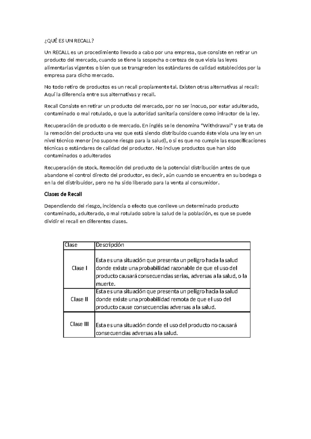 Recall - ddd - ¿QUÉ ES UN RECALL? Un RECALL es un procedimiento llevado ...