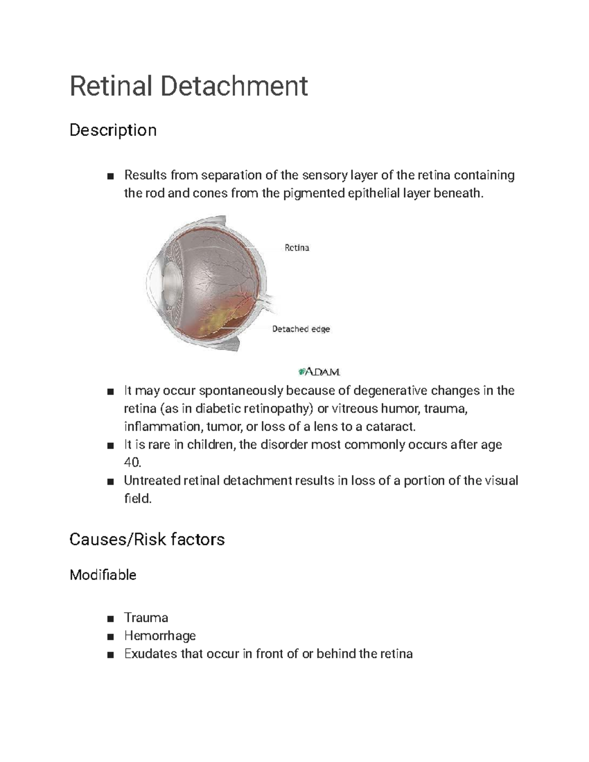 Retinal Detachment - Carmines - Retinal Detachment Description Results ...