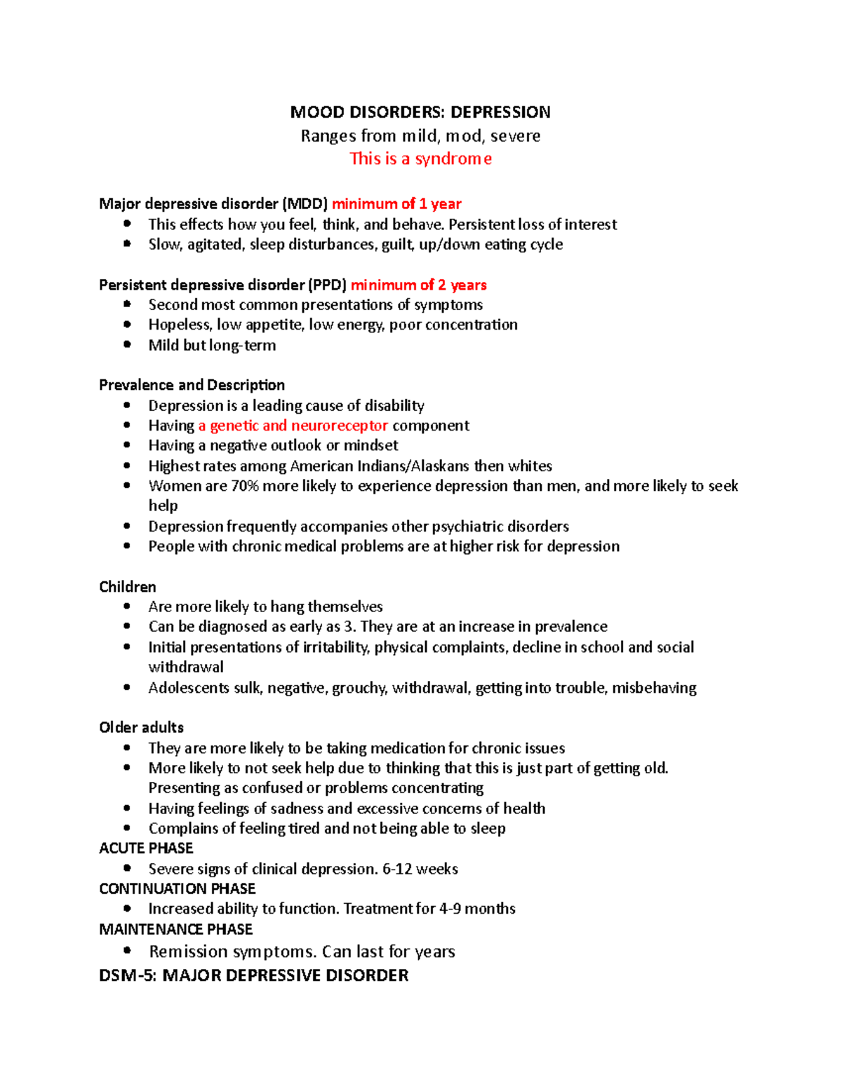 MOOD Disorders review - MOOD DISORDERS: DEPRESSION Ranges from mild ...