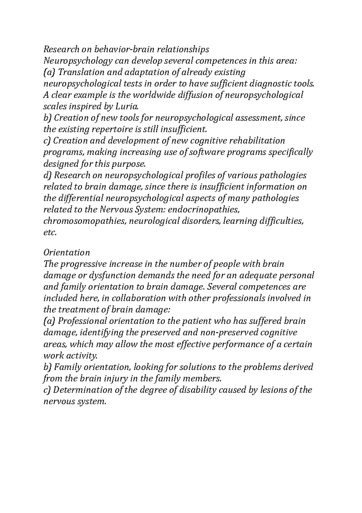 Research on behavior - Neuropsychology - Research on behavior-brain ...