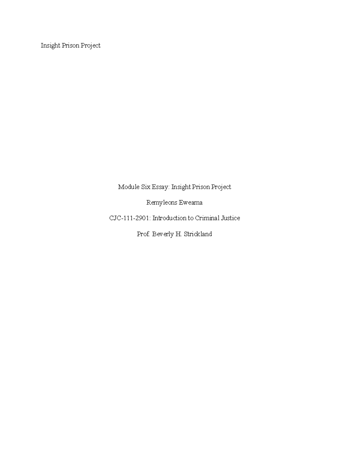 Module Six Essay Insight Prison Project - Insight Prison Project Module ...