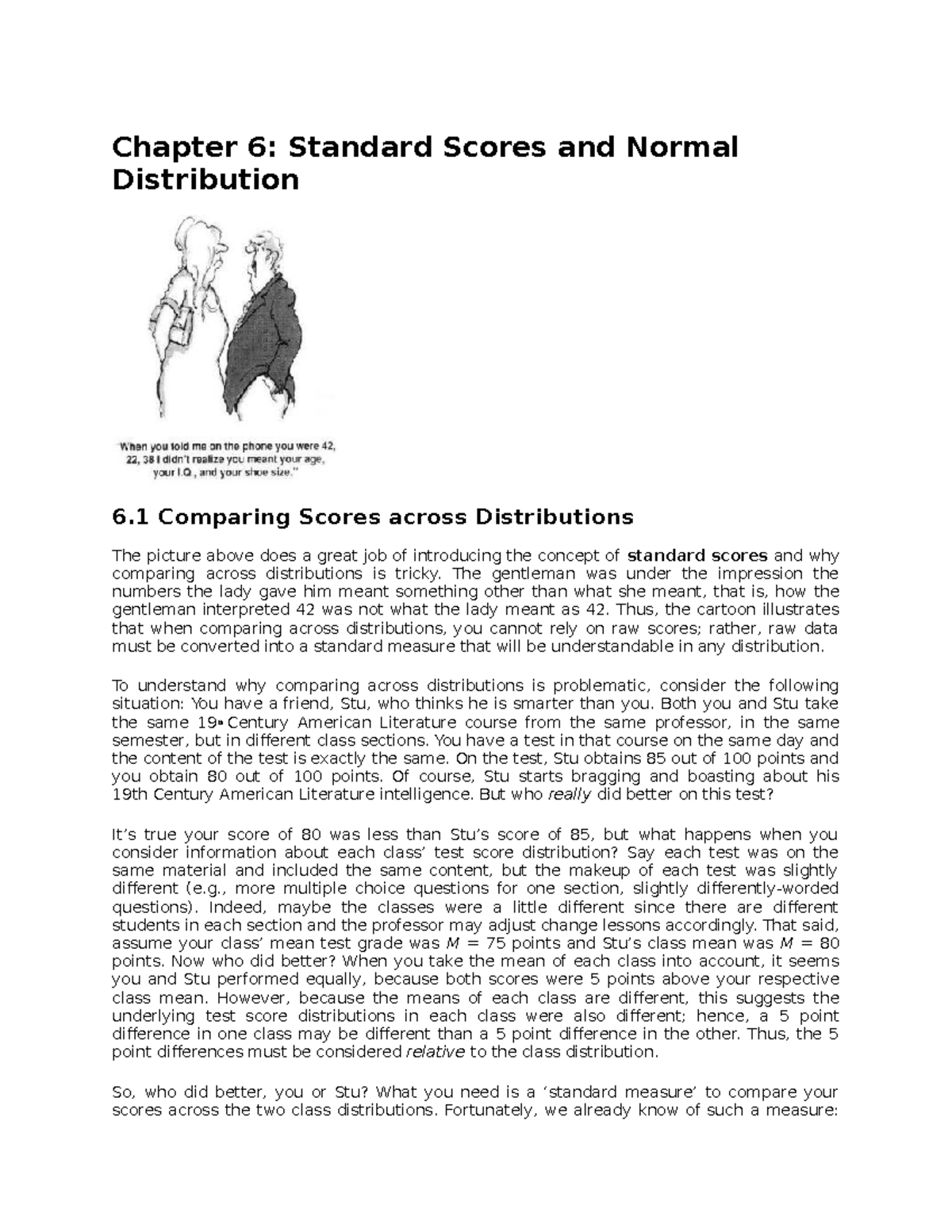 Chapter 6 - Chapter 6: Standard Scores and Normal Distribution 6 ...