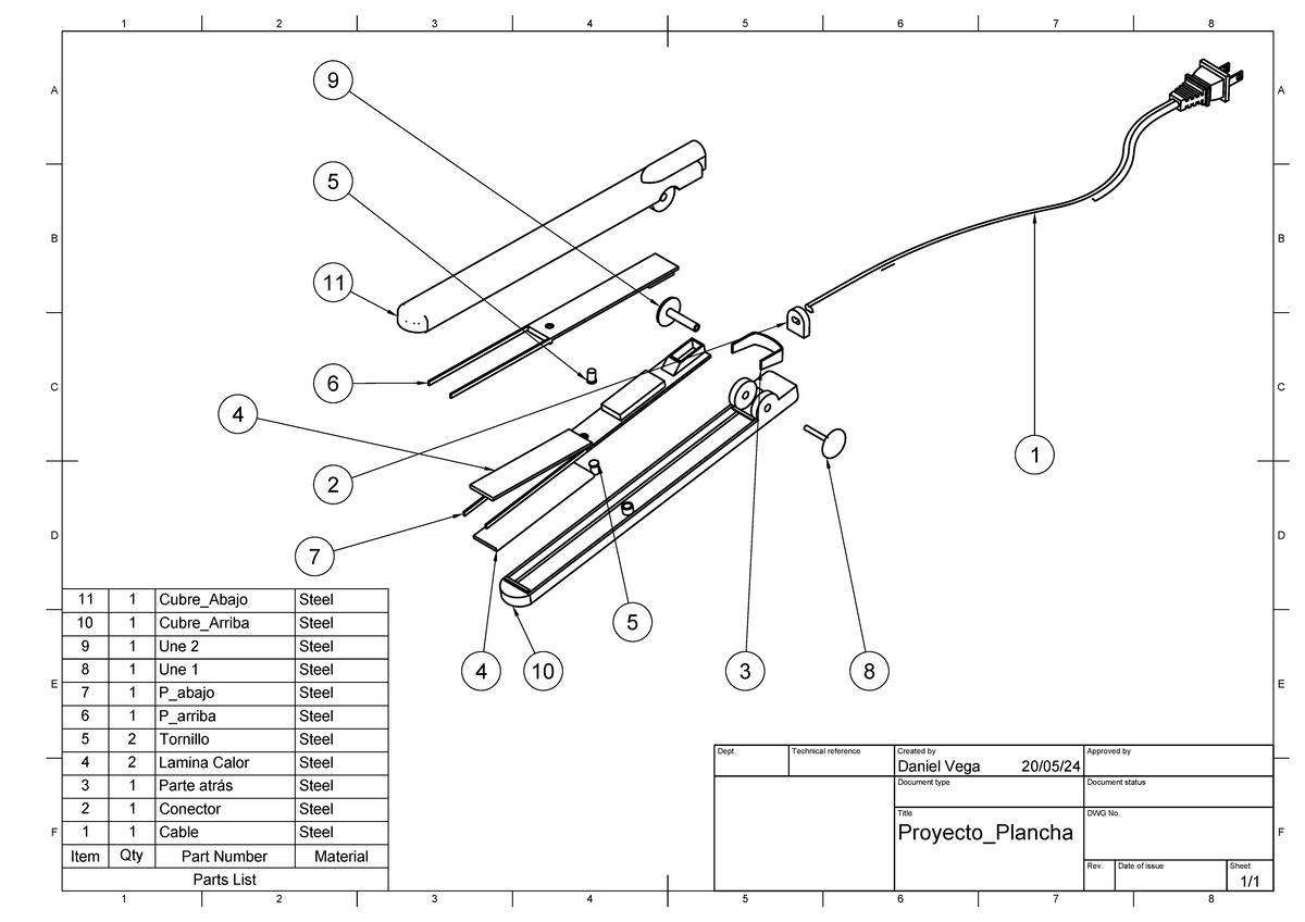 Proyecto Plancha Drawing v1 - 1 A 2 3 4 5 6 7 8 1 2 3 4 5 6 7 8 B C D E ...