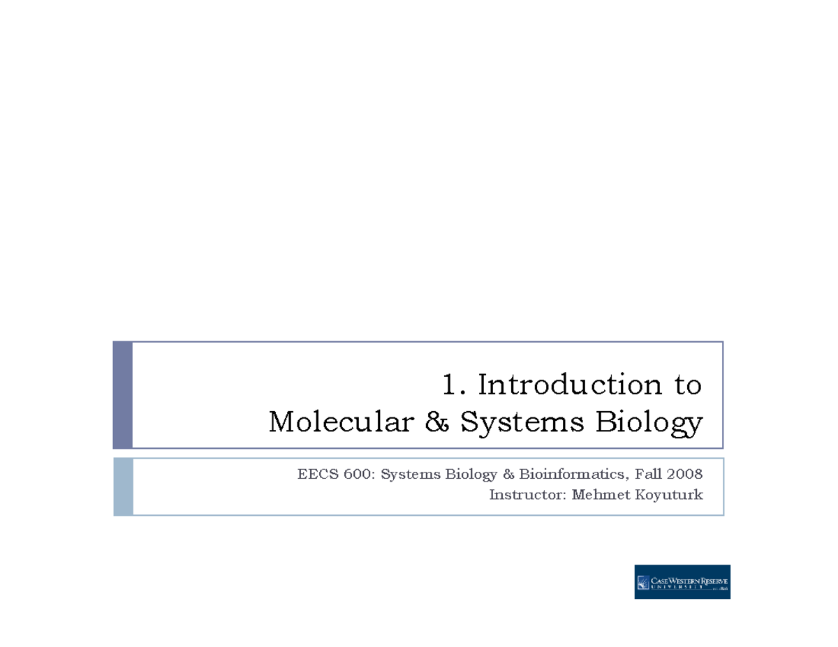 Molecular and Systems Biology - BIOSCI 52 - Stanford - Studocu