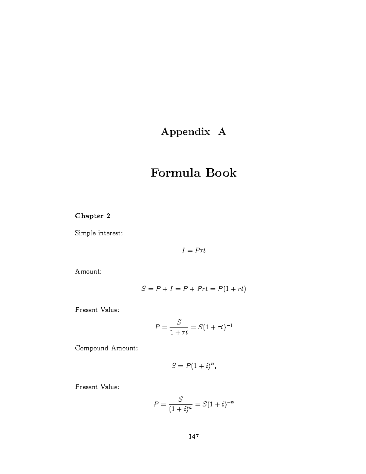 ANLT 600 Formulas - just to download - Appendix A Formula Book Chapter 2 Simple interest: I = P ...