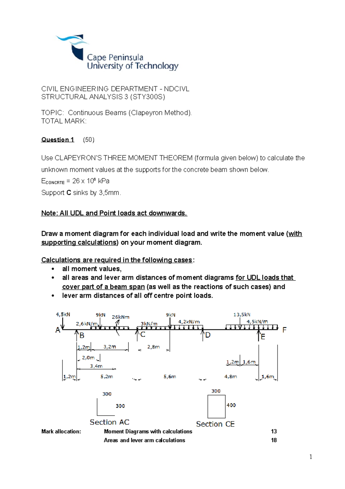 Clapeyron Method TUT - CIVIL ENGINEERING DEPARTMENT - NDCIVL STRUCTURAL ...