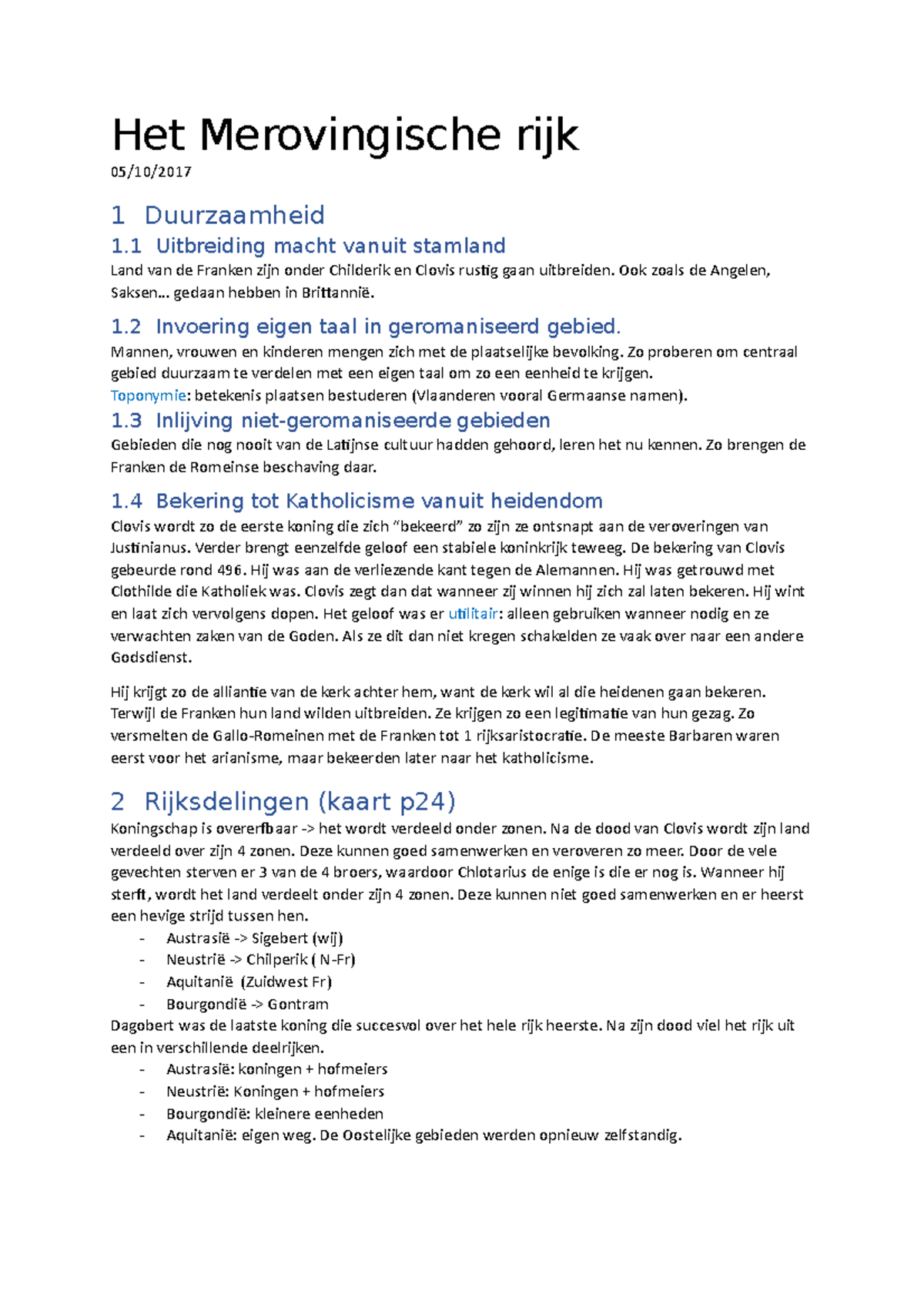 Samenvatting Het Merovingische rijk - Het Merovingische rijk 1 ...