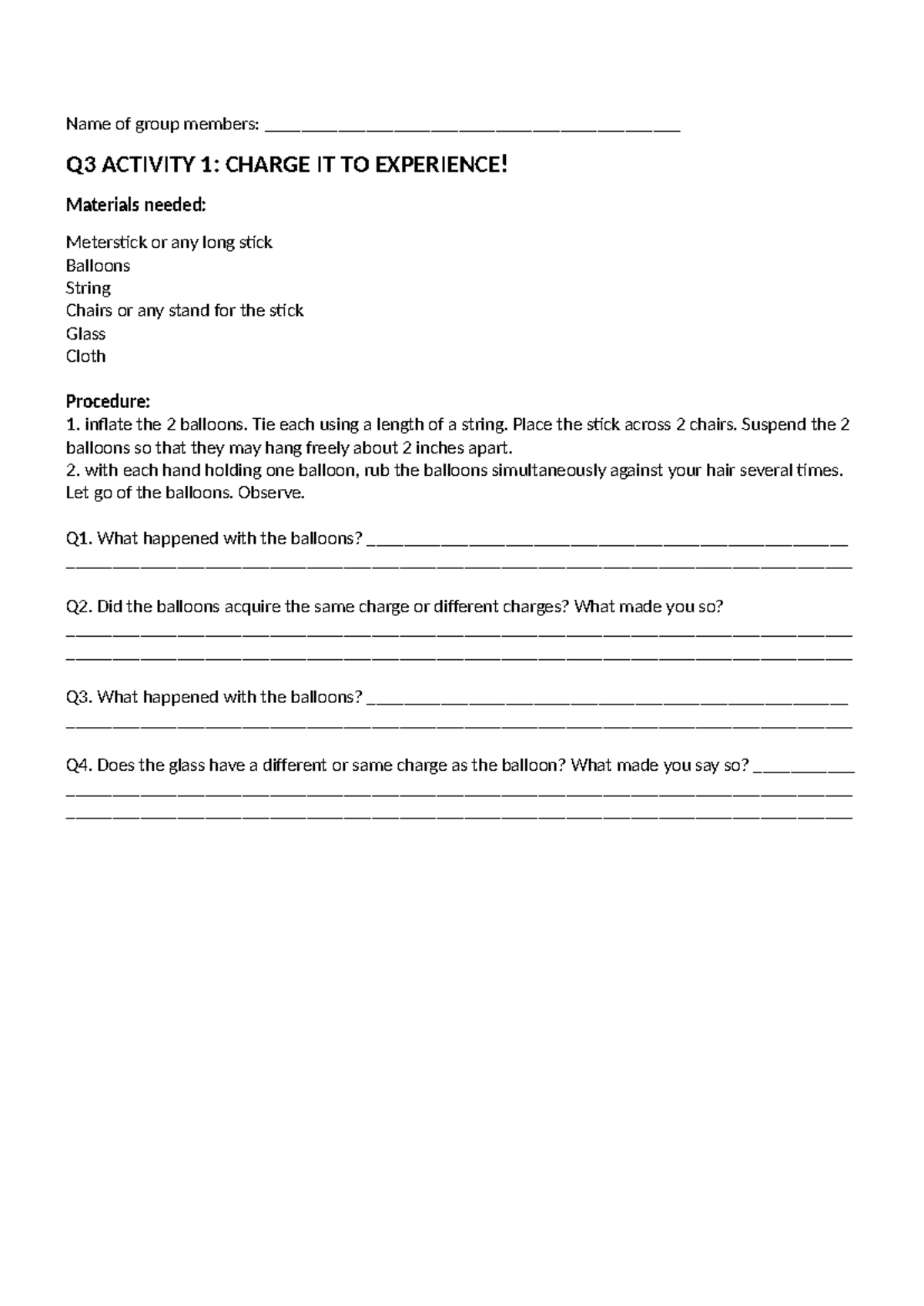 Q3 activity sheet in Scie 8 - Name of group members