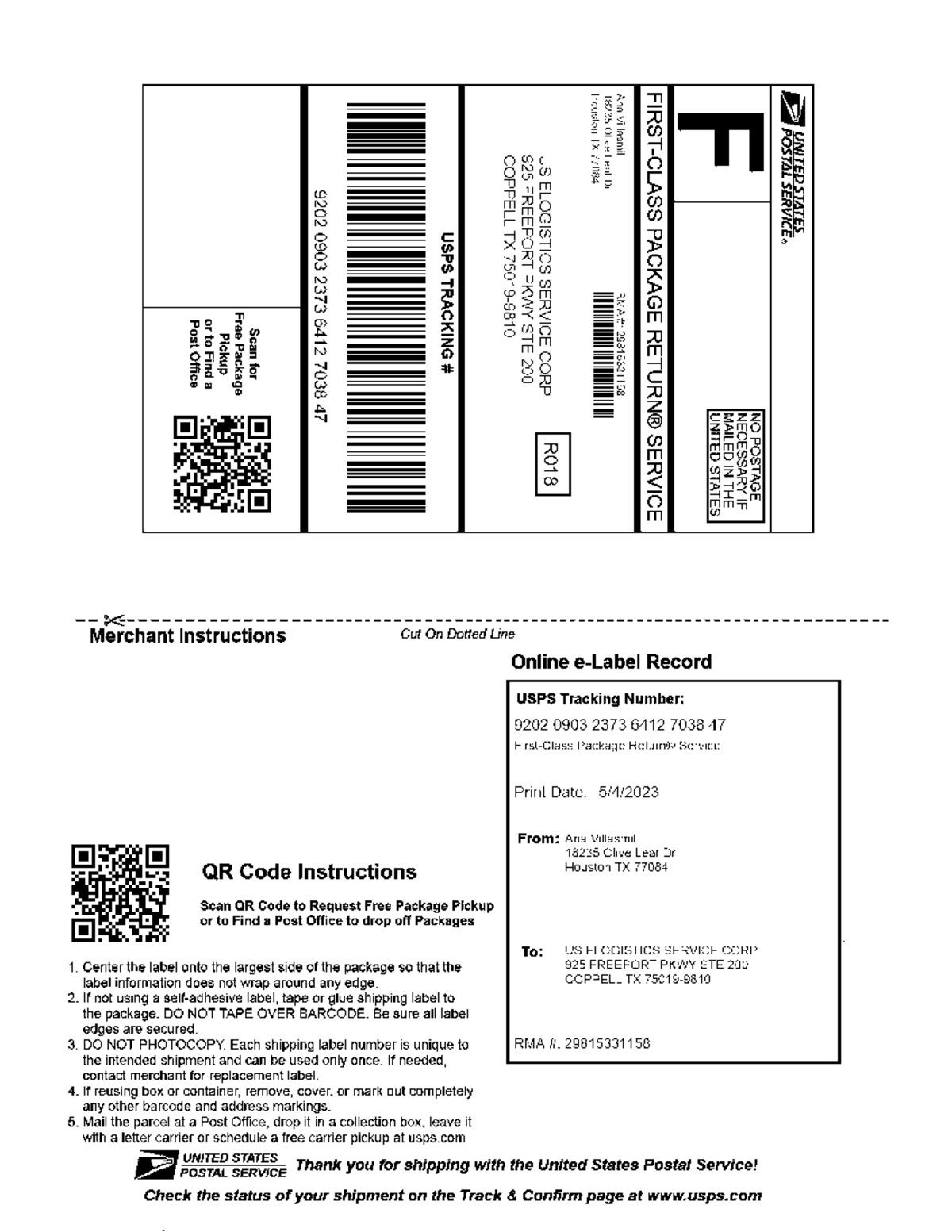 Return Label 29815331158 - UHD 2307 - Studocu