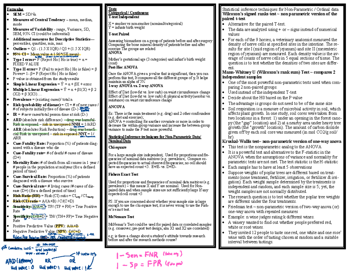 Formula Sheet - · · 3 · - · 4 · - · · · - · · · · · - · - · 3 3 · 3 3