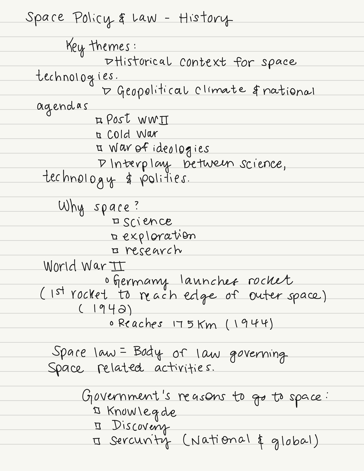 CSO 230. Space Law Policy and Law. History. Lecture 1 - CSO230 - Studocu