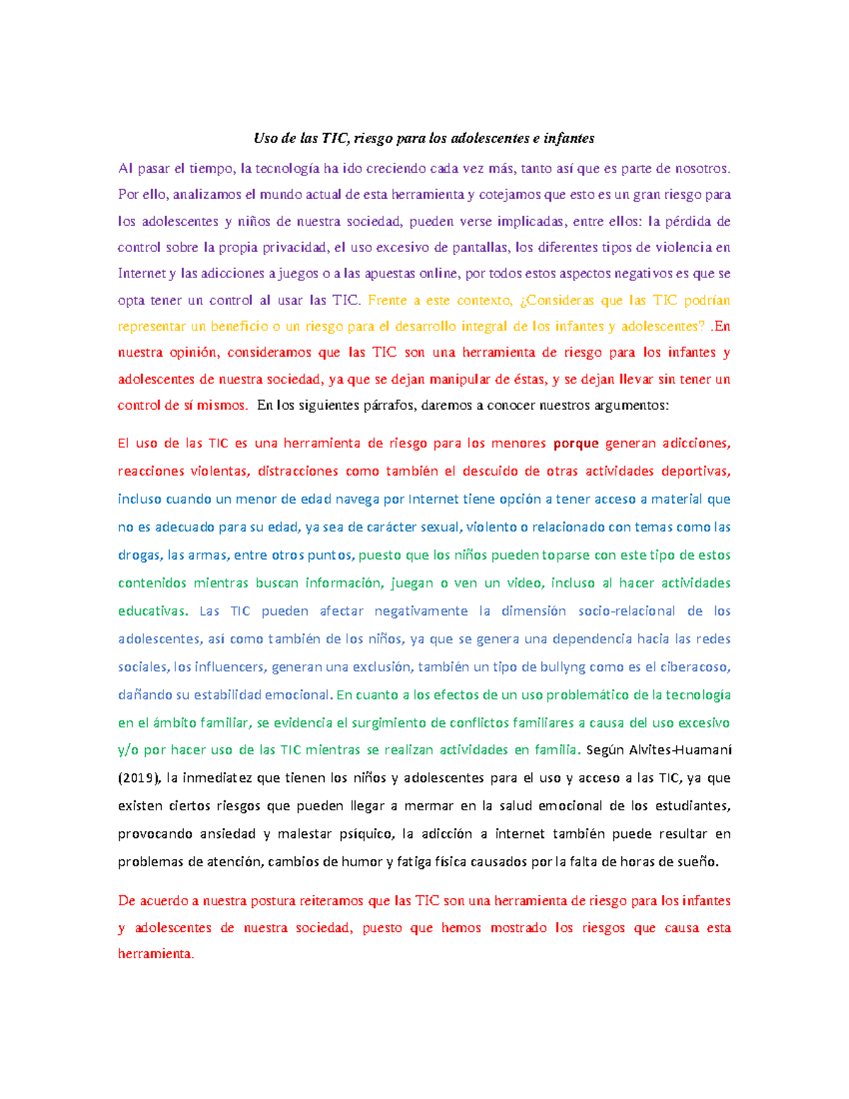 Uso de las TIC, word completo - Uso de las TIC, riesgo para los ...