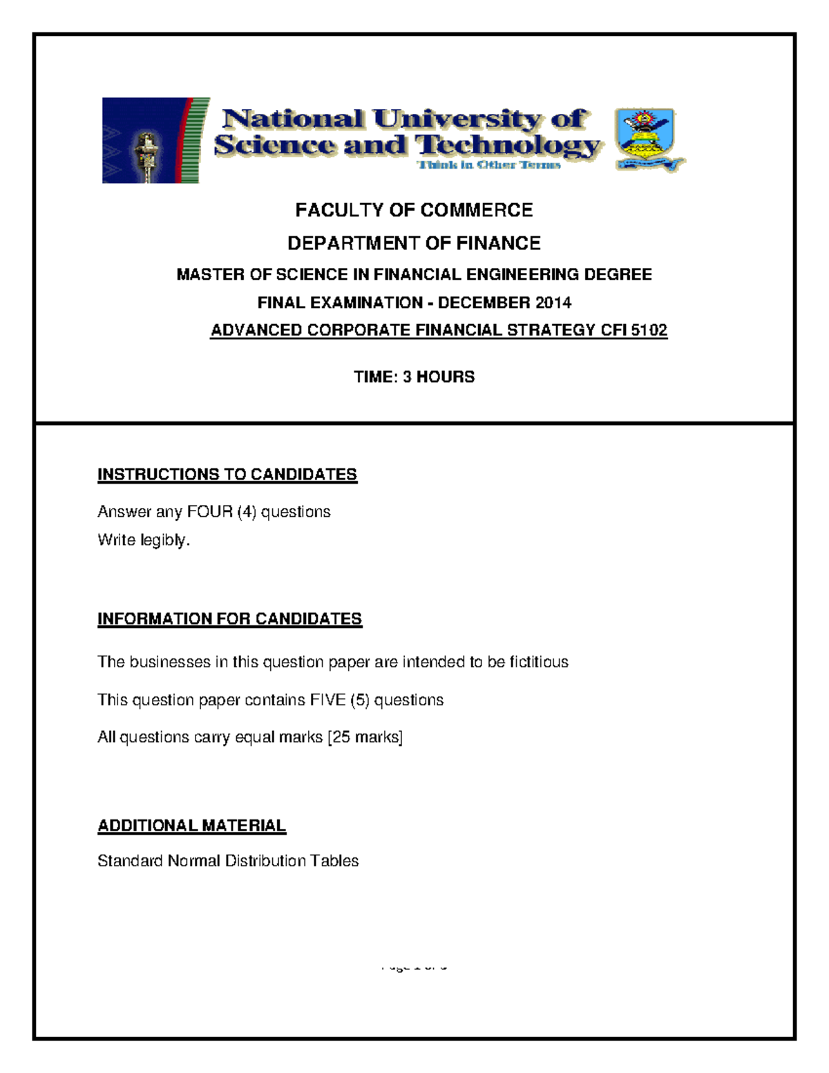 CFI51022014 12 Advanced Corporate Financial Strategy - FACULTY OF ...