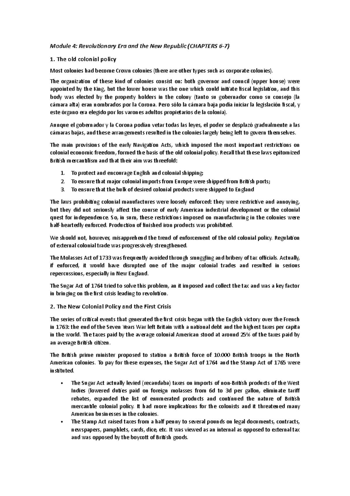 Module 4 - Notes based on the book History of the American Economy ...