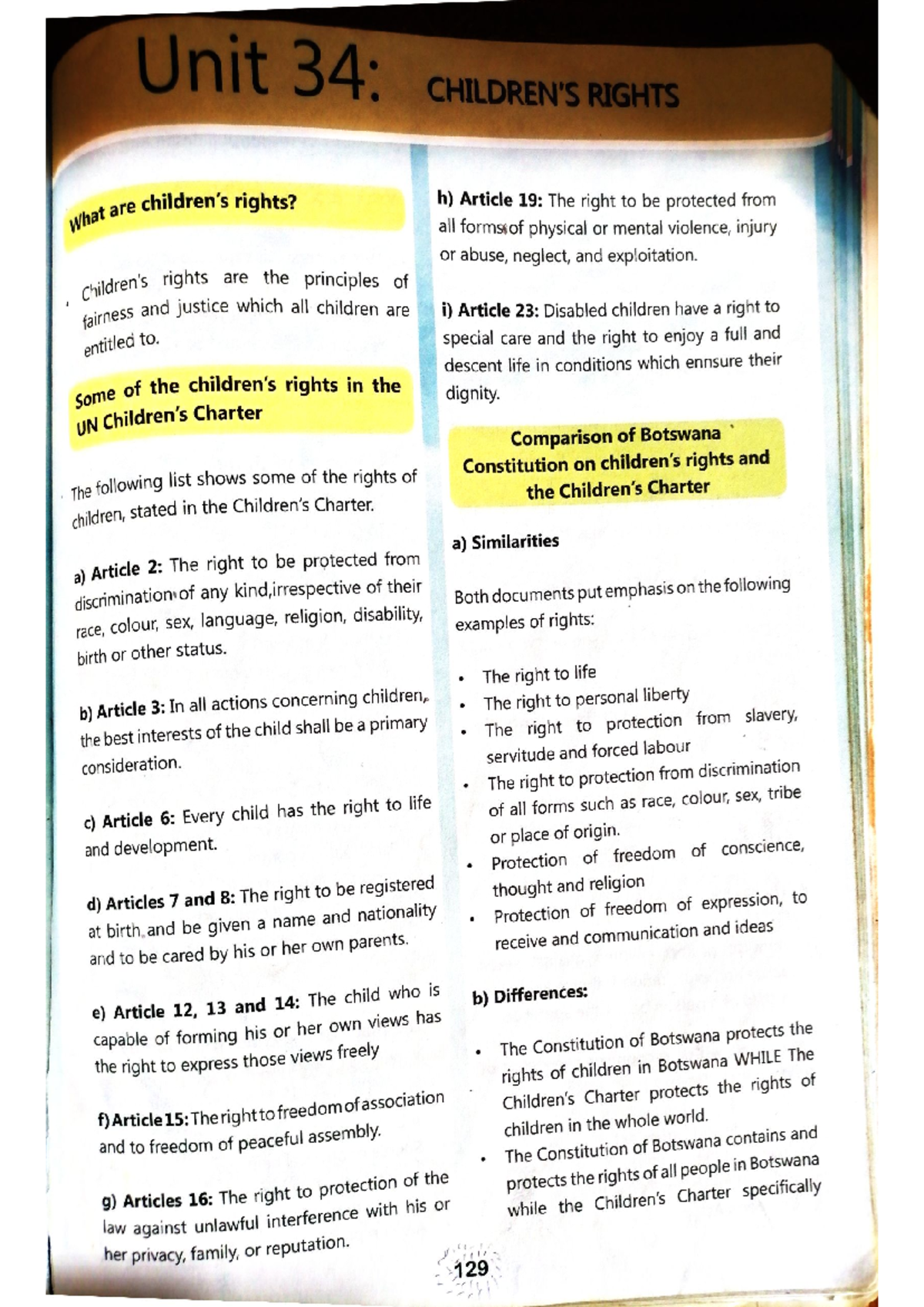 Children's rights 071617 - Unit 34: RIGHTS are rights? h) Article 19 ...