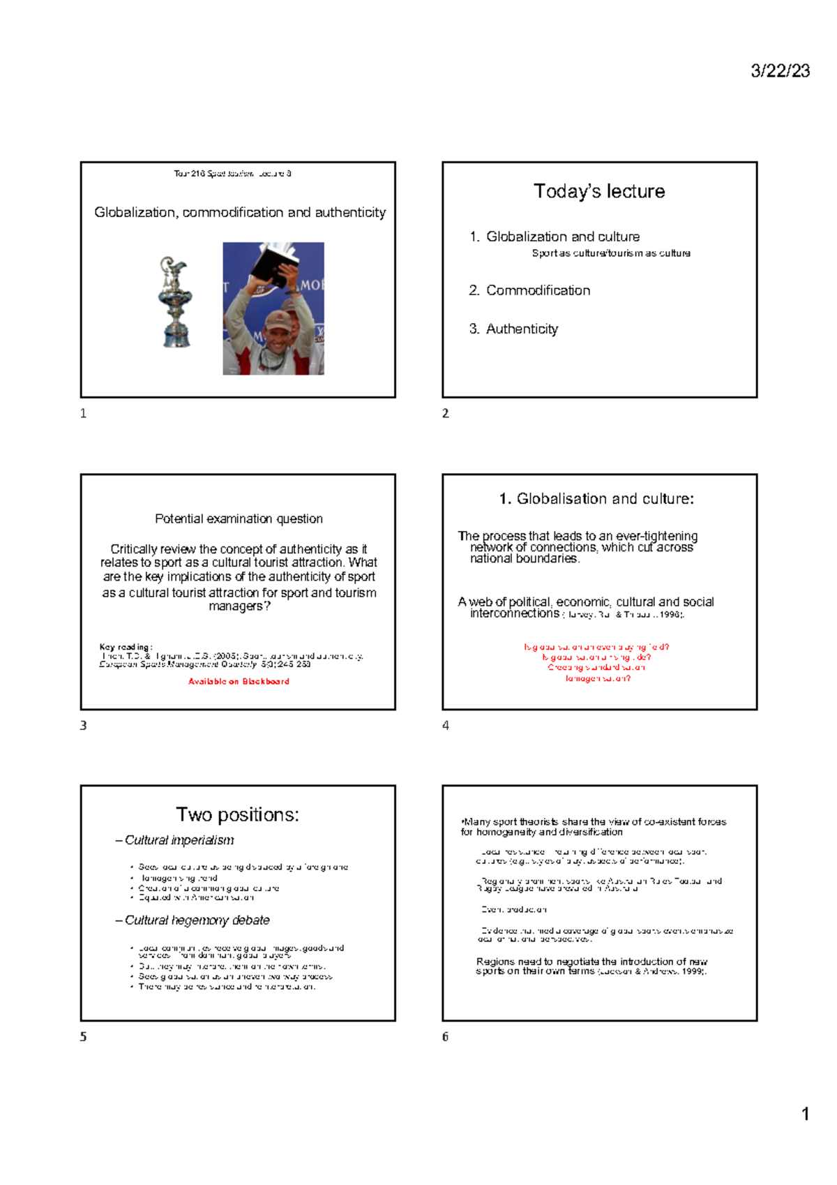 Lecture 8 Authenticity PDF - Tour 216 Sport tourism. Lecture 8 ...