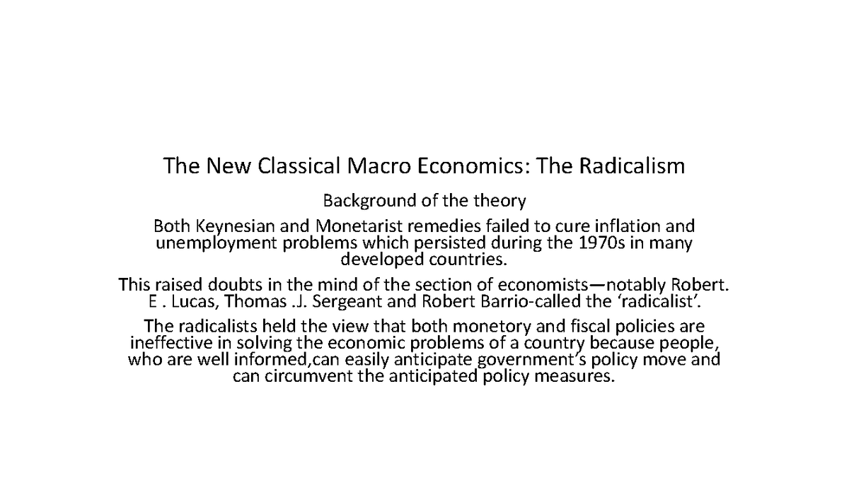 Neo classical macro Economics - The New Classical Macro Economics: The ...