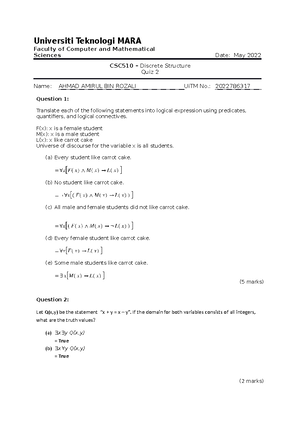 Soalan 520 quiz - CSC520 (PRINCIPLES OF OPERATING SYSTEMS) Quiz Name: - Studocu