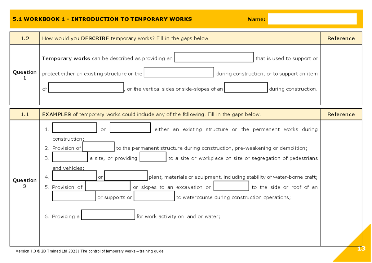 13. Workbook 1 - Introduction to temporary wor - 1 How would you ...