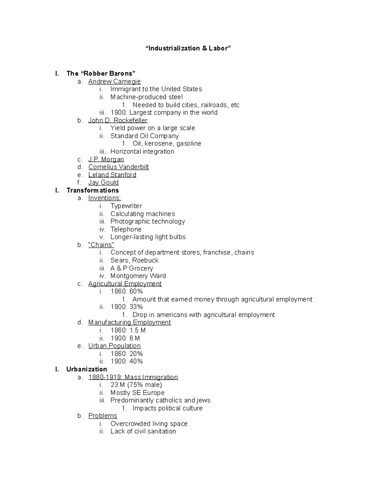 Industrialization and Labor - HIST2301 - “Industrialization & Labor” I ...