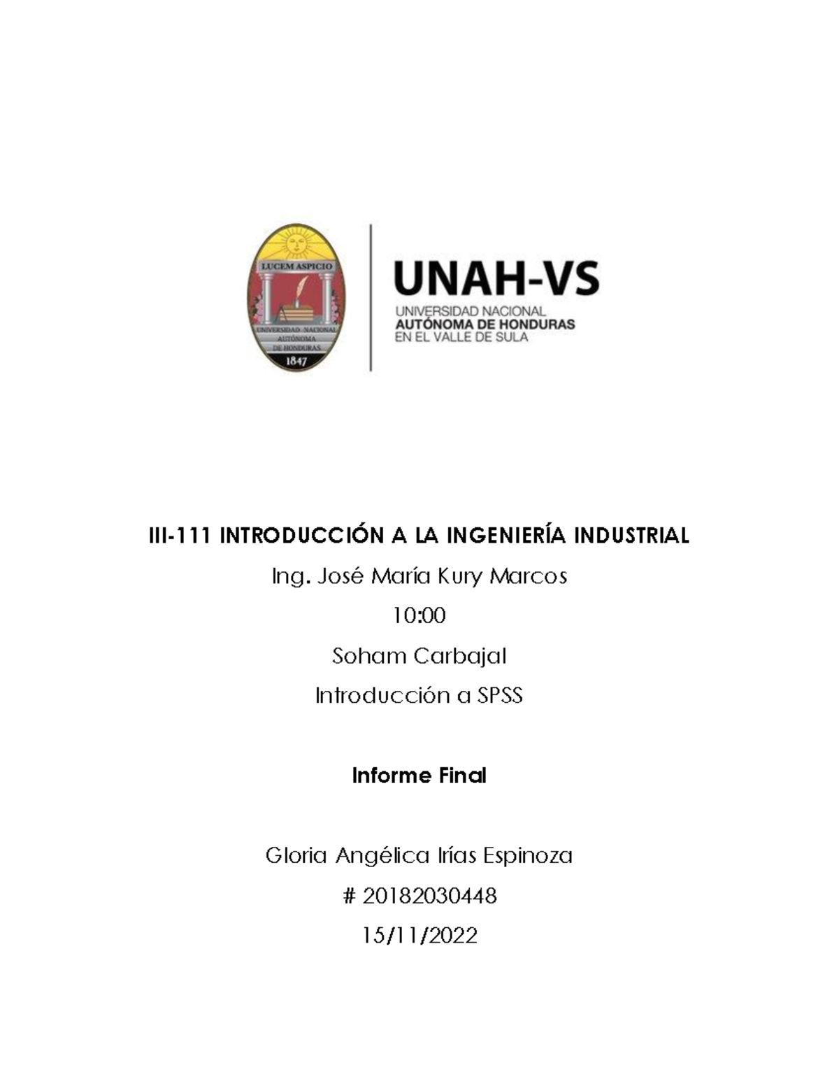Gloria- irias- reportes SPSS - III-111 INTRODUCCIÓN A LA INGENIERÍA ...