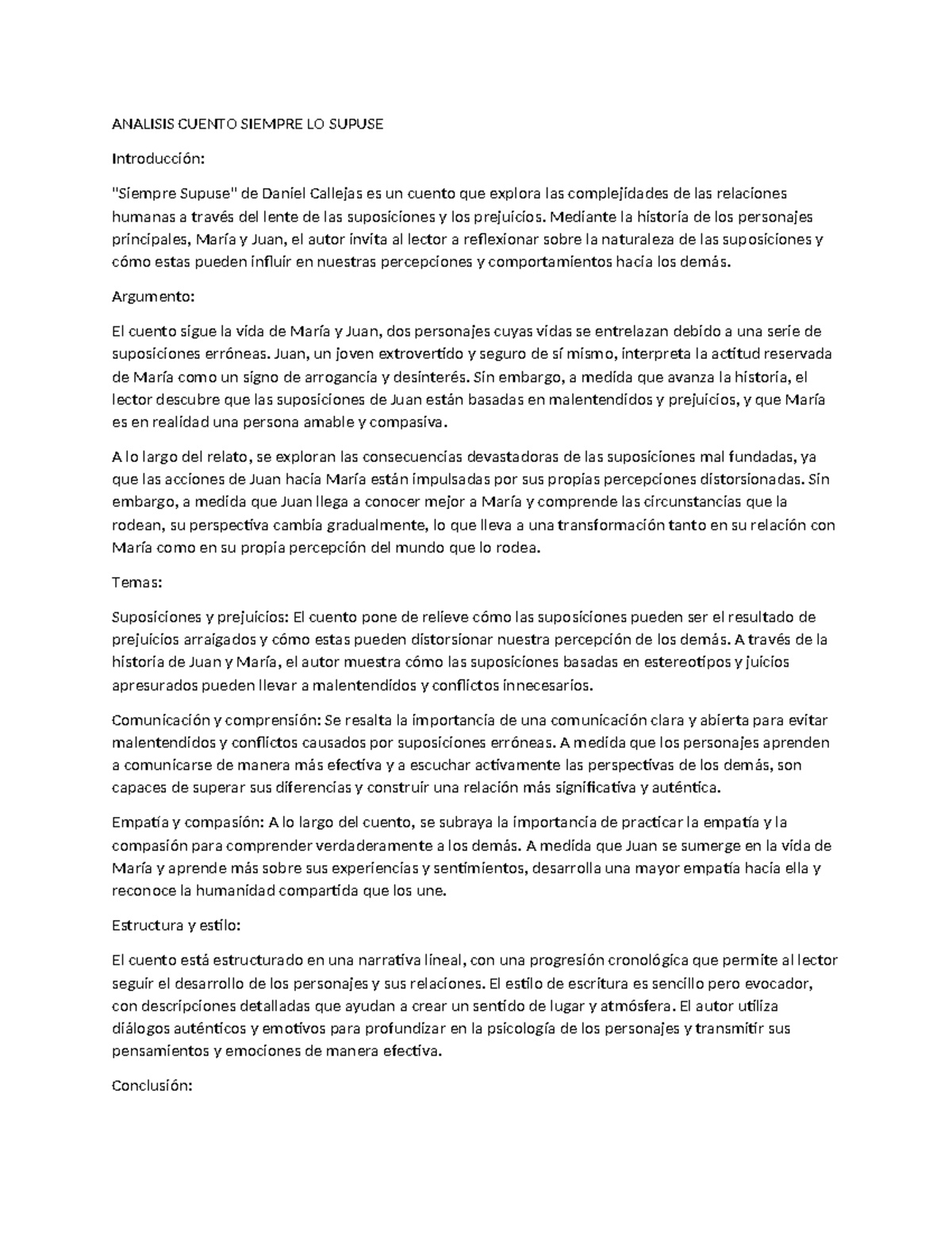 Analisis Cuento Siempre LO Supuse - ANALISIS CUENTO SIEMPRE LO SUPUSE ...