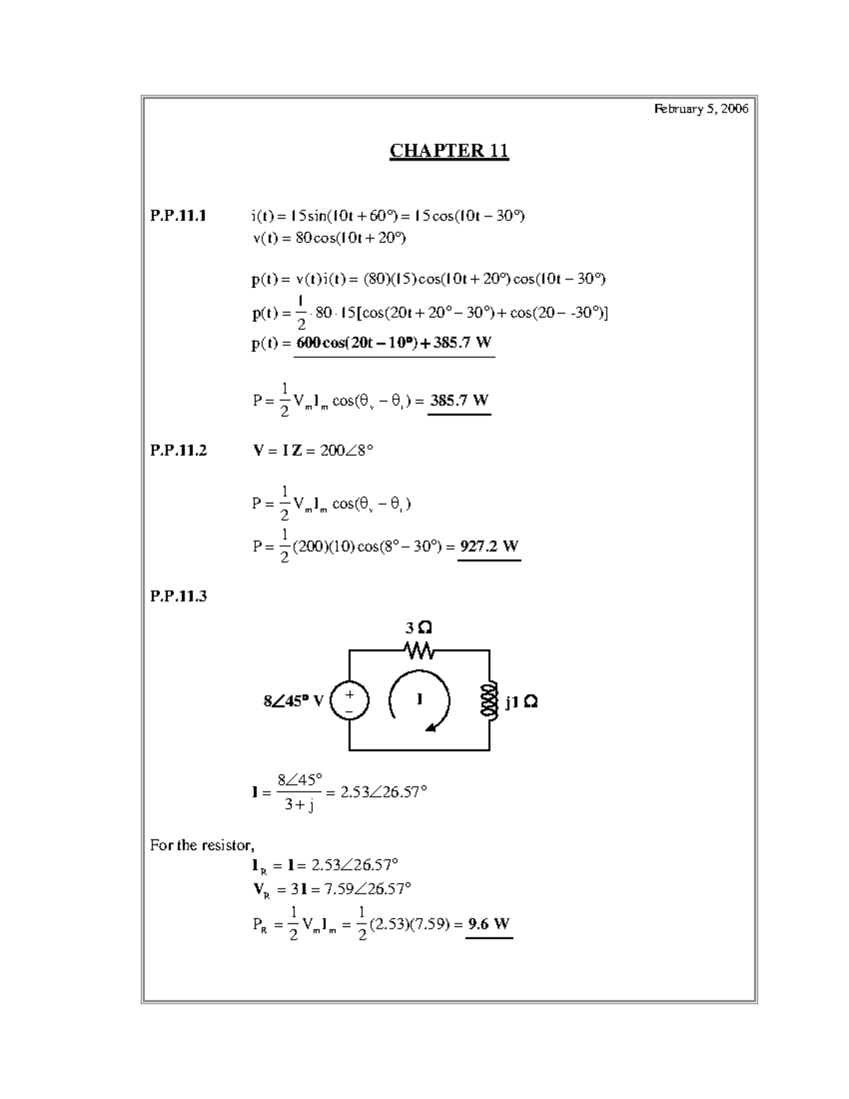 Chapt 11pp060205 Practice Problem February 5 2006 Chapter 11 P P