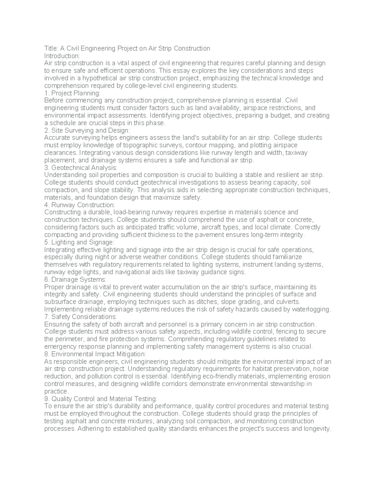Title - project - Title: A Civil Engineering Project on Air Strip ...