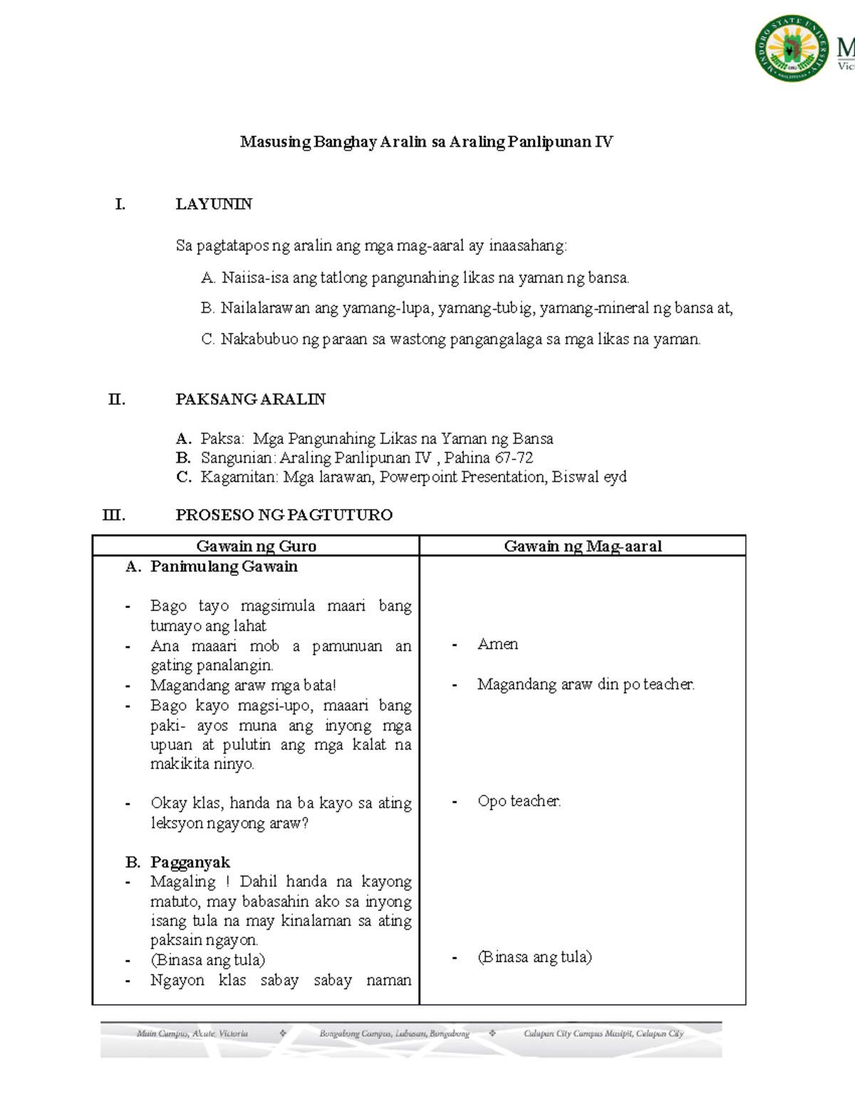 DLP In AP Lesson Plan Masusing Banghay Aralin Sa Araling Panlipunan 