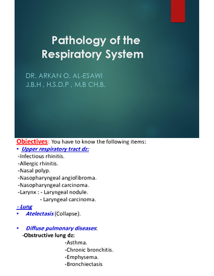 Pathology of the Respiratory System-3 - ARKAN O. AL-ESAWI J.B , H.S.D ...
