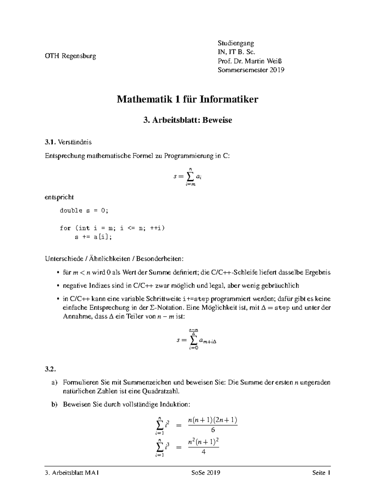 MA1 Arbeit 3 - Loesung - Mathmatik 1 übung mmit Lösung - OTH Regensburg ...