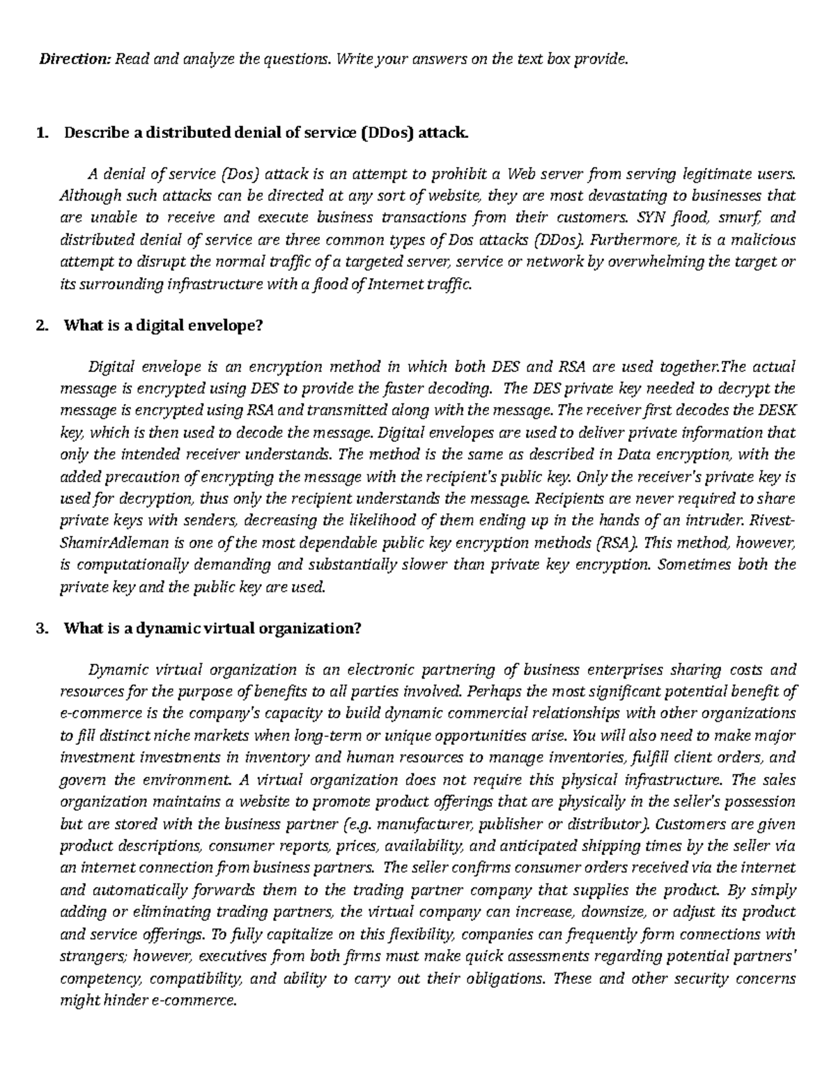 Module 9 Discussion - Direction: Read and analyze the questions. Write ...