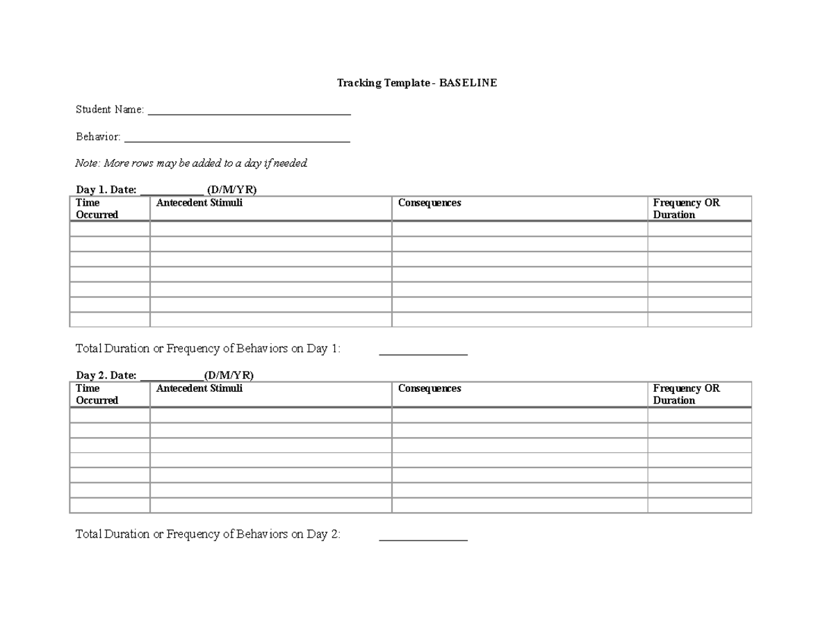Tracking Template baseline Assignment - Tracking Template - BASELINE ...