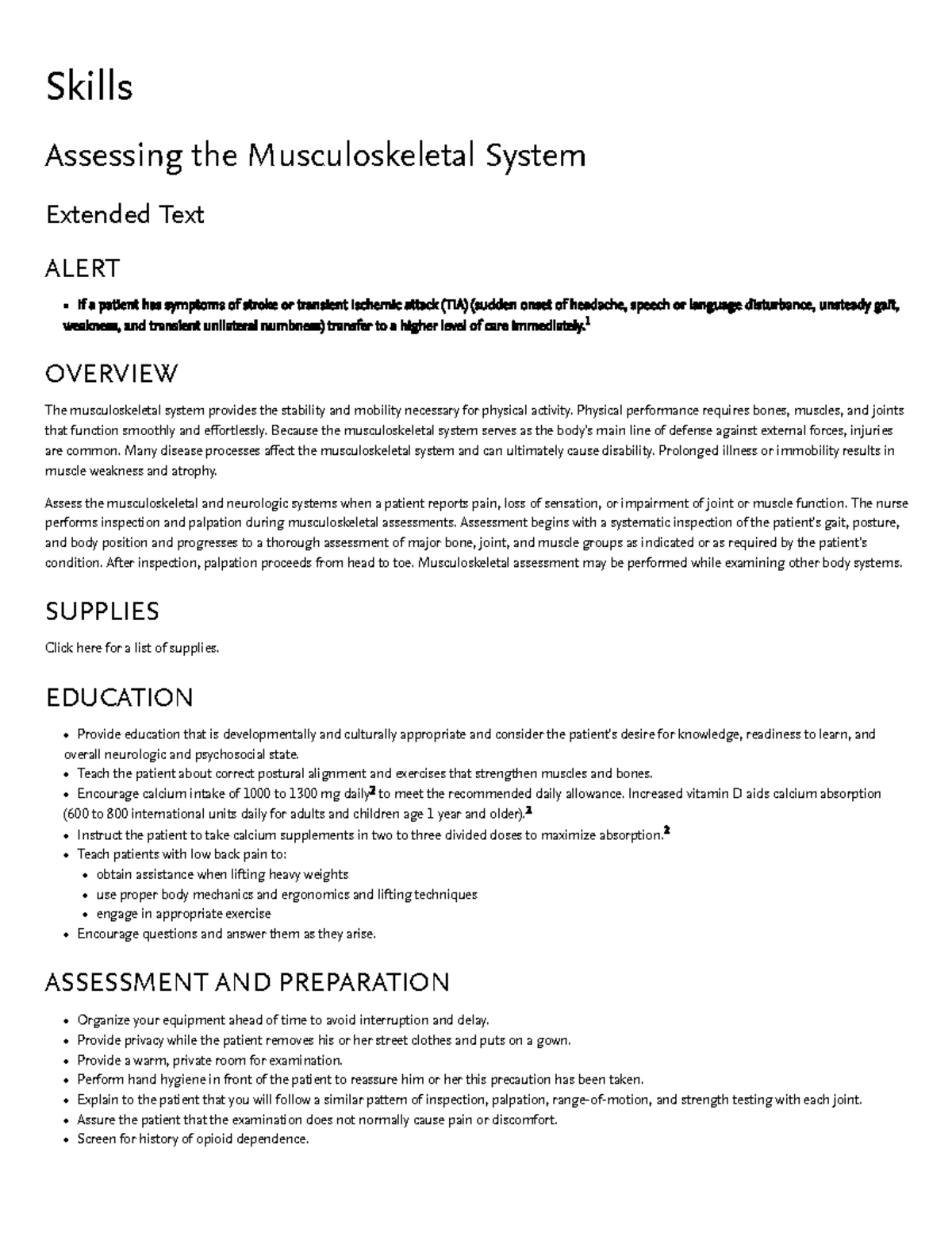 Skills musculoskeletal system - Skills Assessing the Musculoskeletal ...