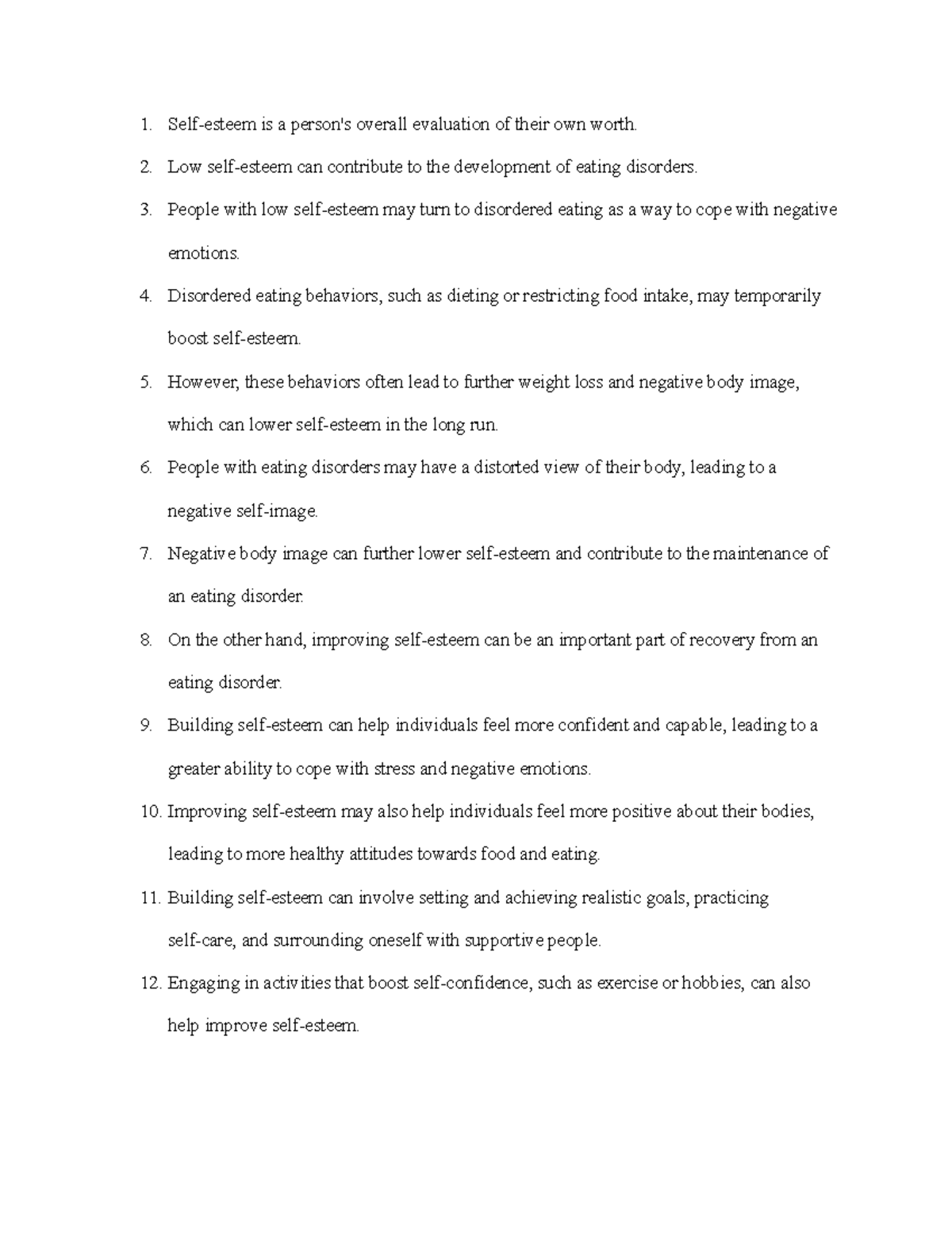 The role of self-esteem in the development and maintenance of eating ...