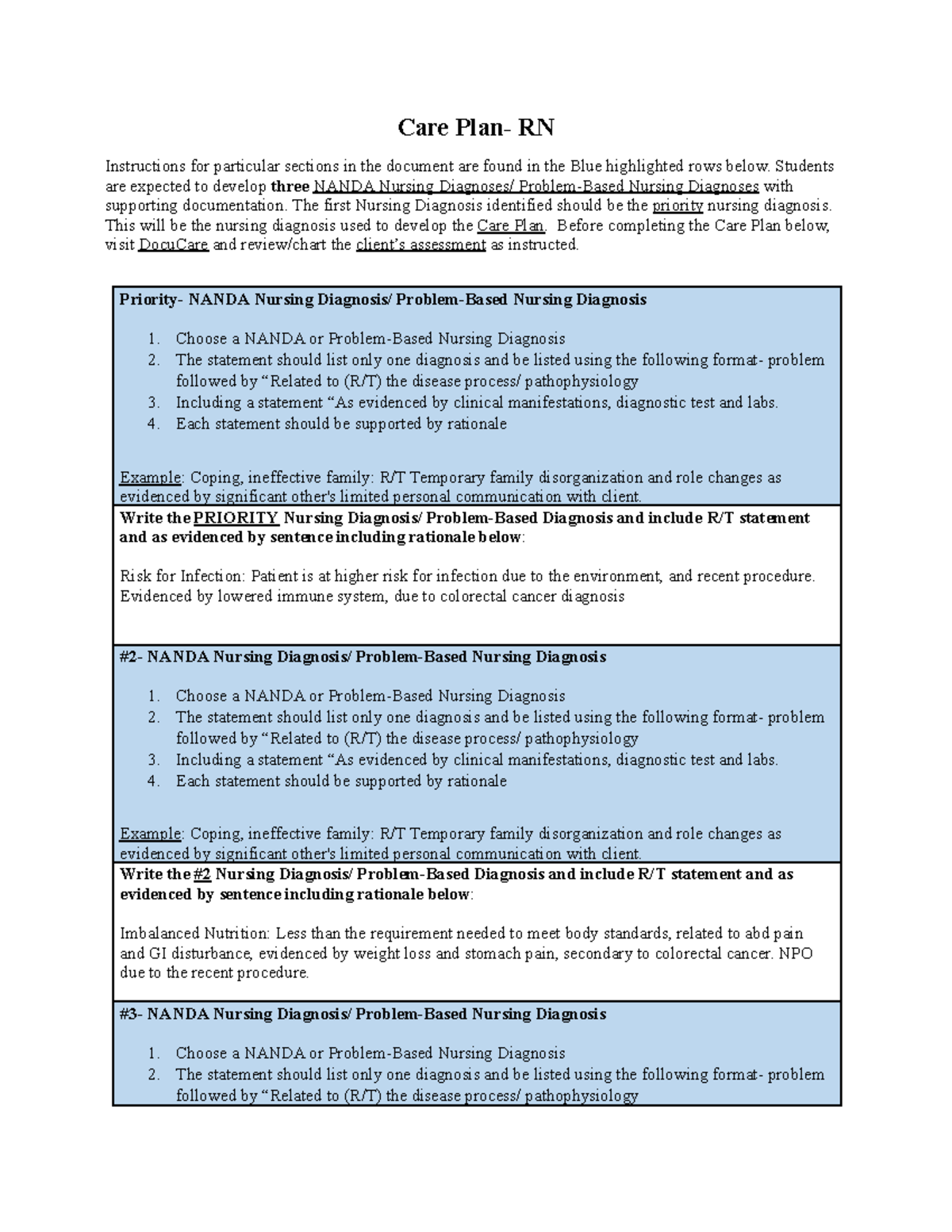 Care Plan Marvin Hayes - Care Plan- RN Instructions for particular ...