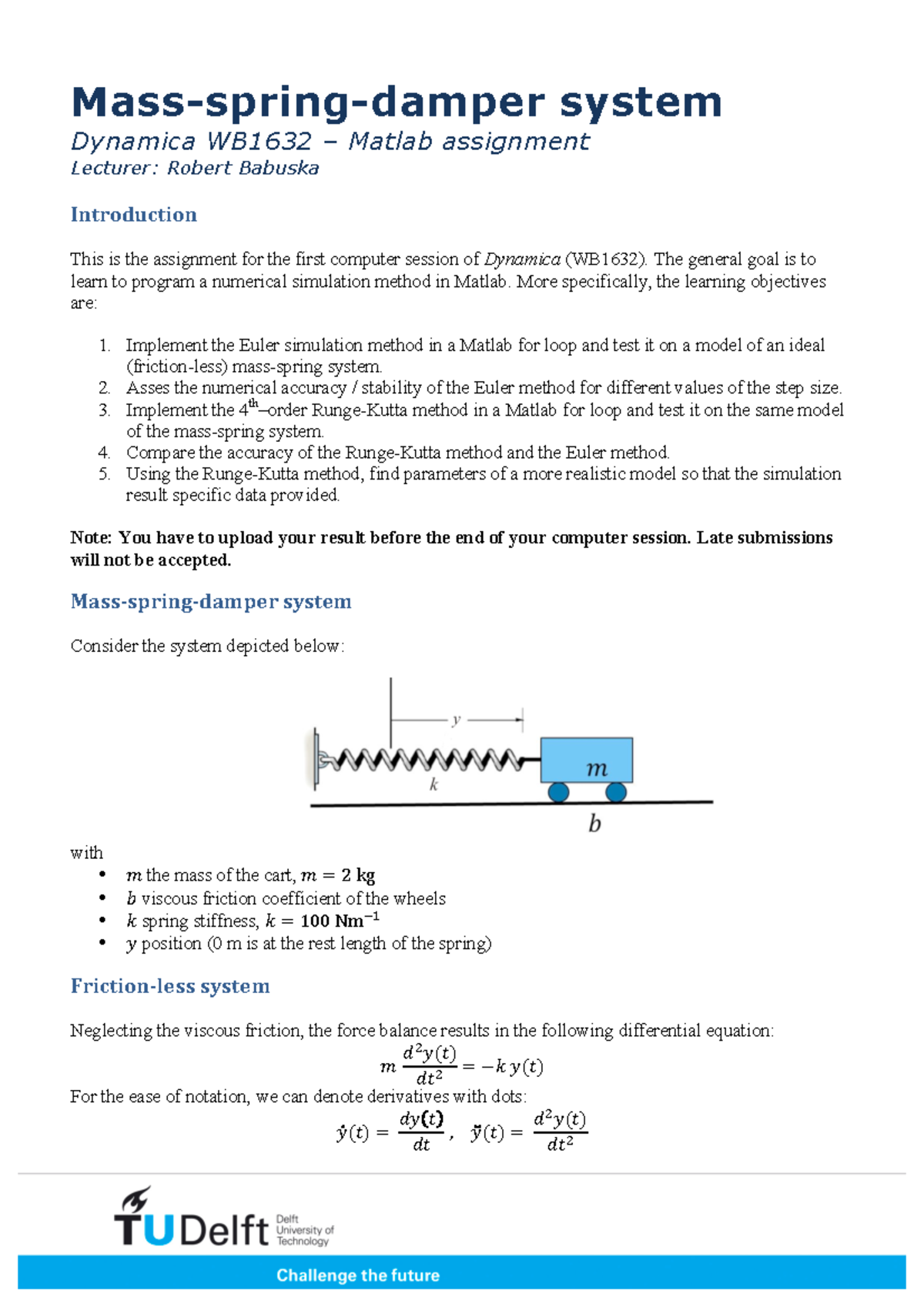 Practical - mass-spring-damper system - Mass-spring-damper system ...