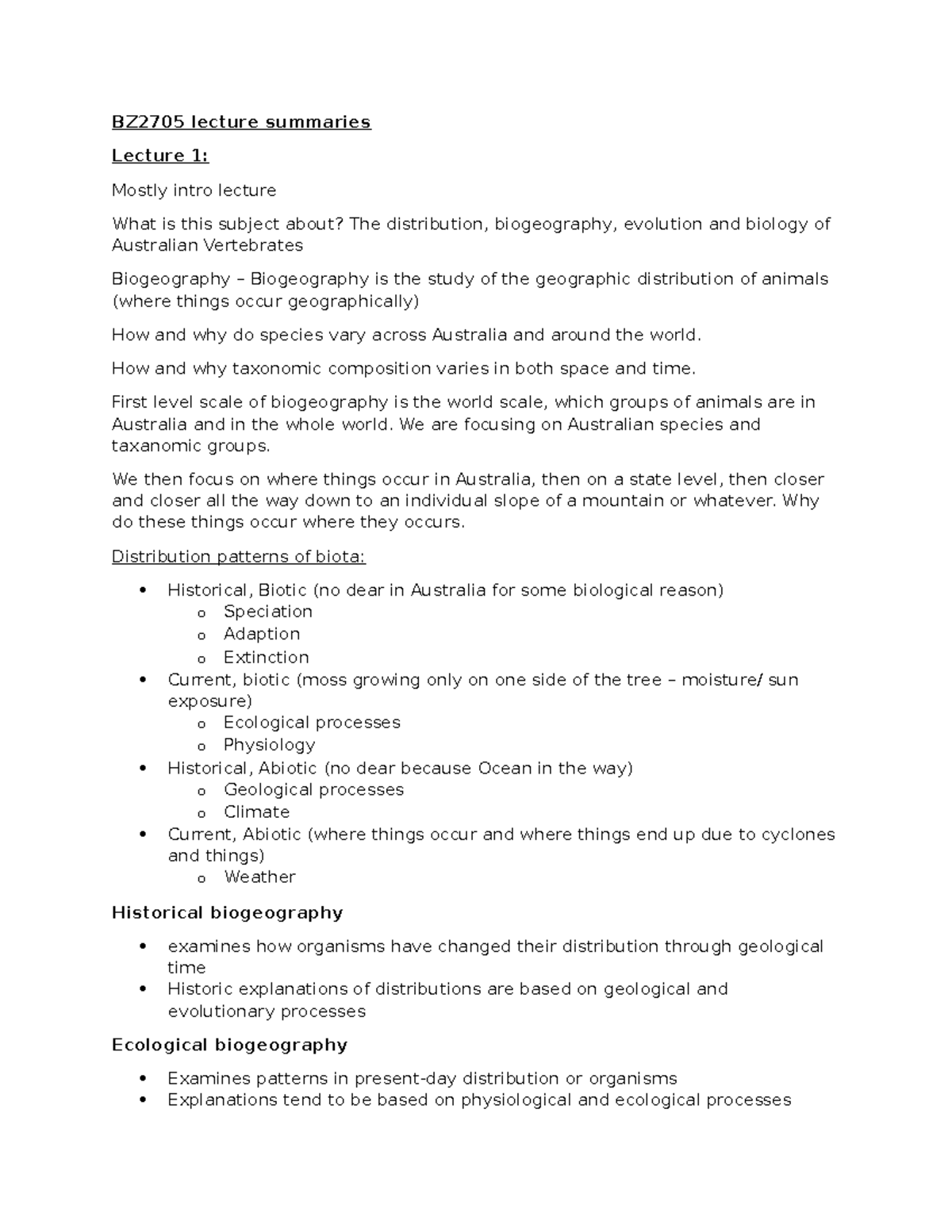 Lecture notes, lecture All - BZ2705 lecture summaries Lecture 1: Mostly ...