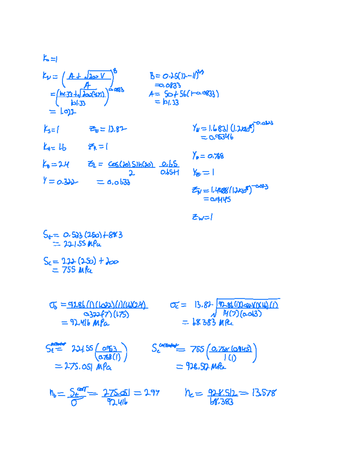 Sample Calculations - Summary Mech of Materials Design Proj - Koel Ku A ...