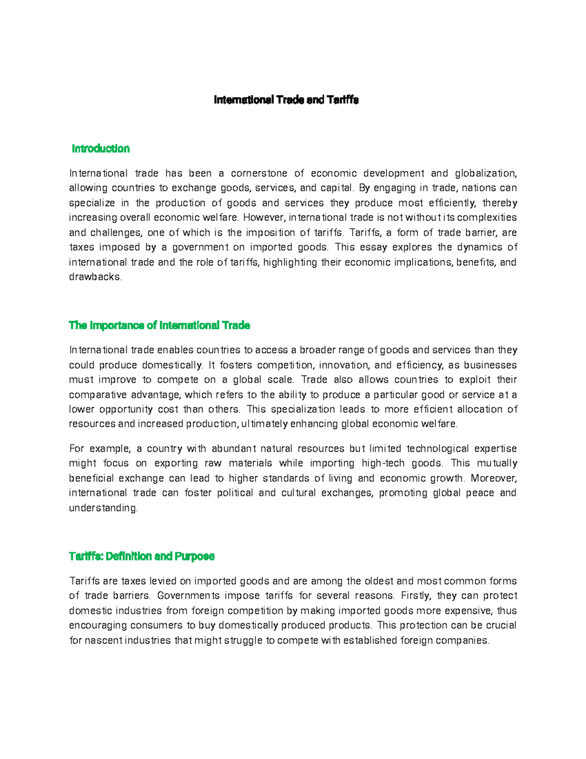 International Trade and Tariffs - International Trade and Tariffs ...