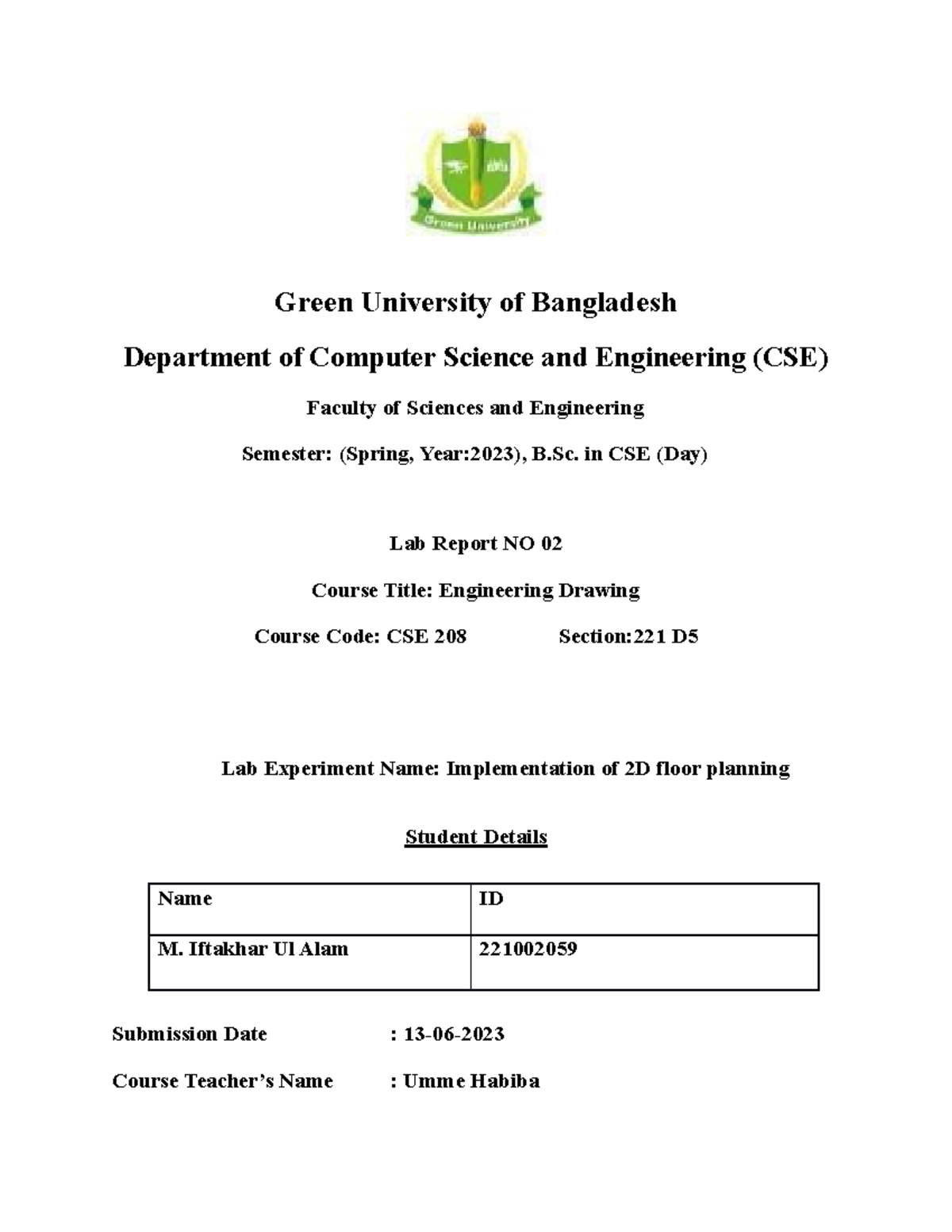 Cse 208 Lab Report 3 Green University Of Bangladesh Department Of Computer Science And 6841