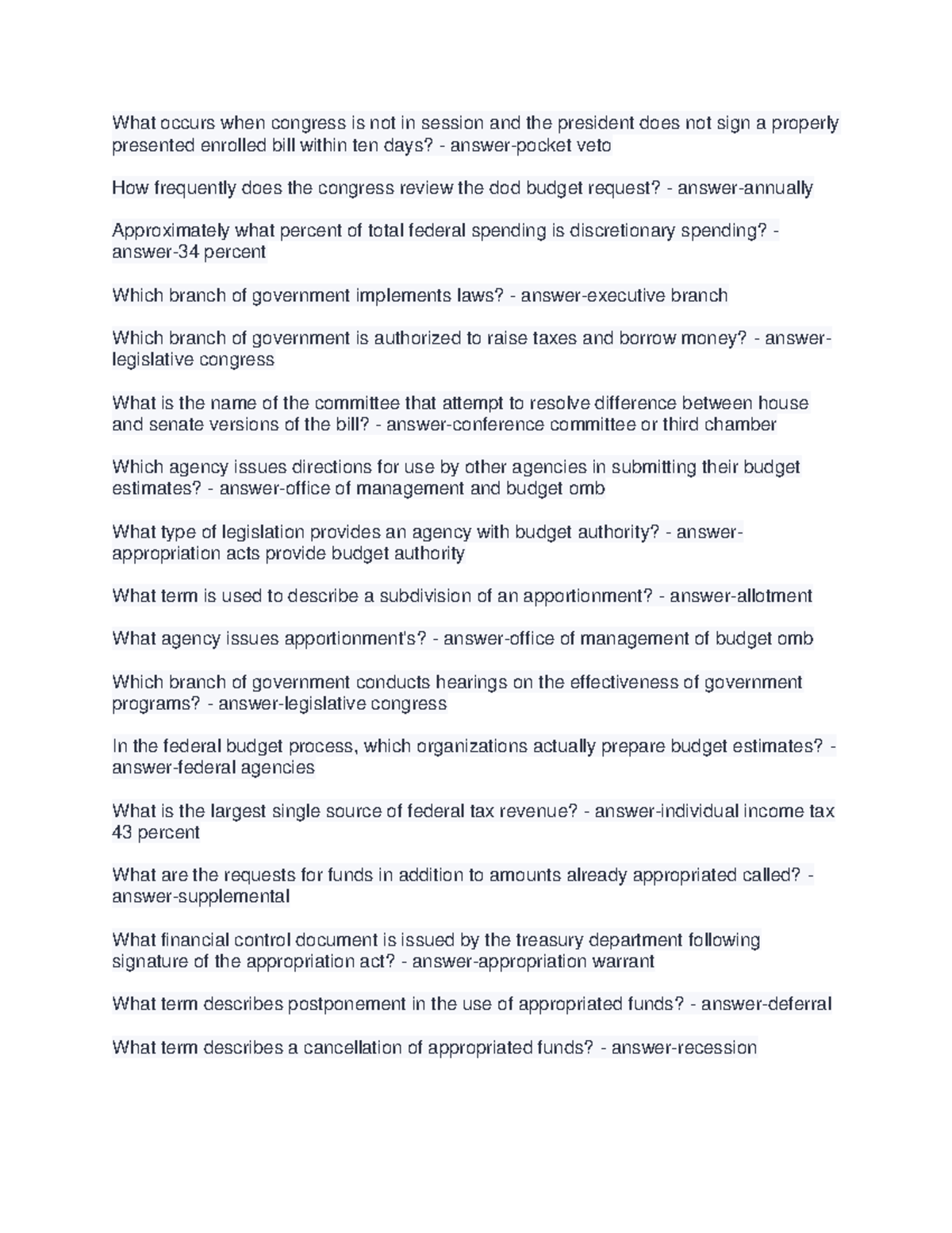 CDFM Module 1 Exam Update 2024-10 - What occurs when congress is not in ...