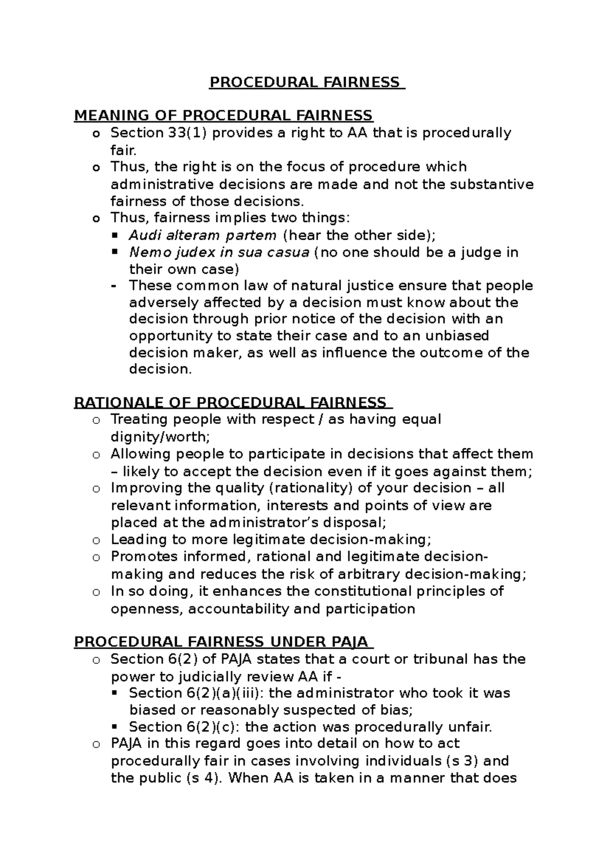 Procedural Fairness - MCQ - PROCEDURAL FAIRNESS MEANING OF PROCEDURAL ...