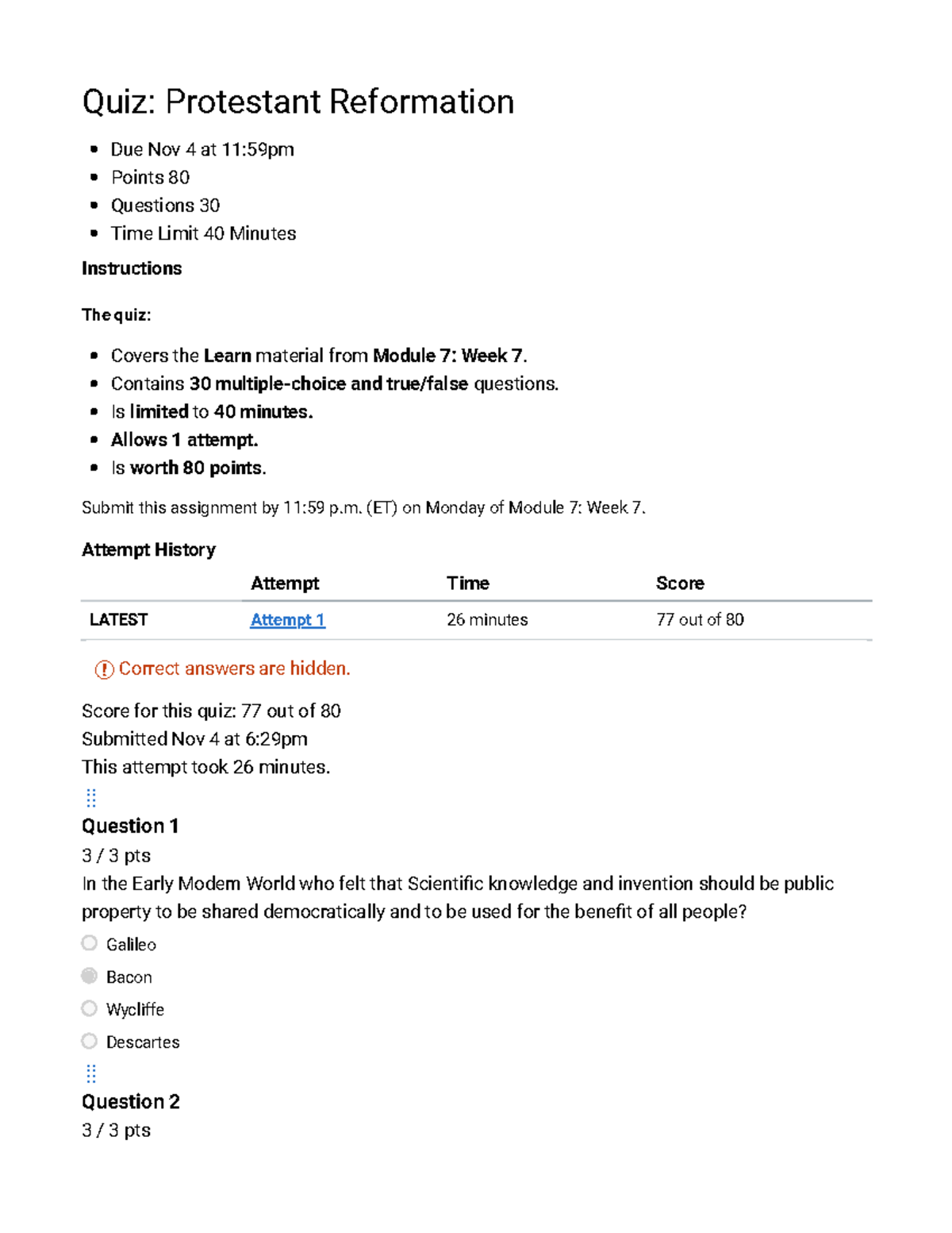 Quiz Protestant Reformation CSTU101 Western Culture (C01) - Quiz ...