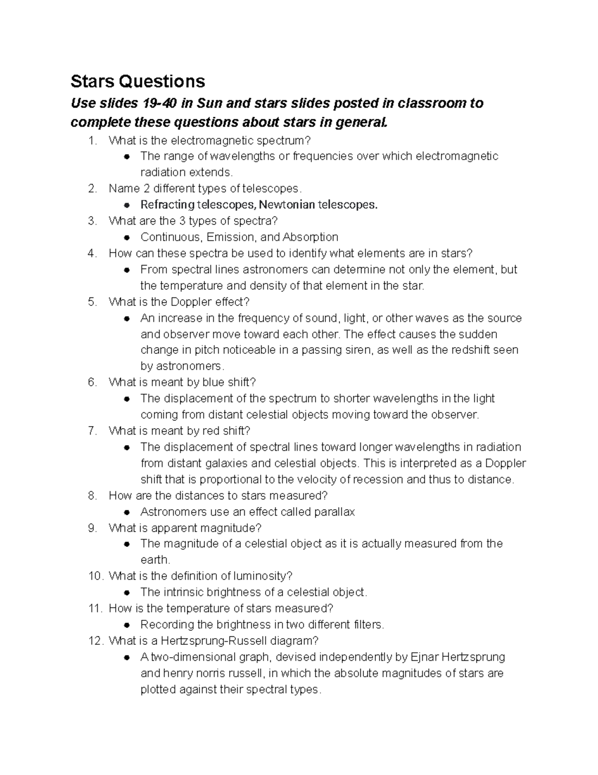 Thalia Gaerte - Stars questions 2022 - Stars Questions Use slides 19-40 ...